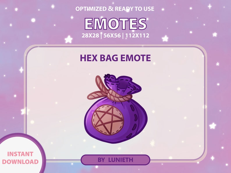 Hex Bag Emote | Cute Twitch Emote Design | Twitch Discord Youtube ...