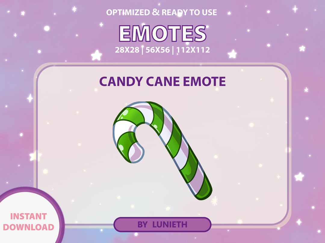 Green Candy Cane Emote | Cute Twitch Emote Design | Twitch Discord ...