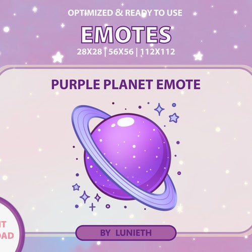 Purple Planet Emote Cute Twitch Emote Design Twitch - Etsy