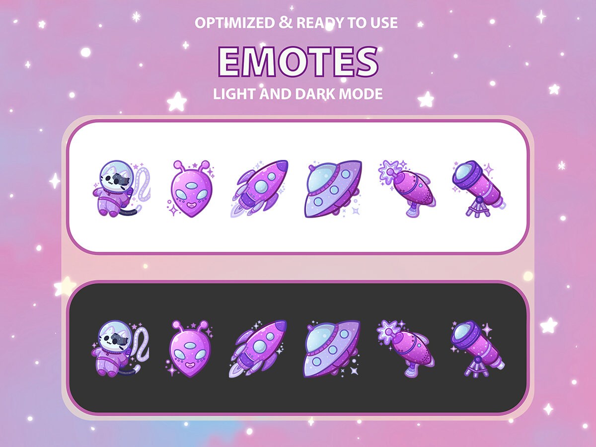 Purple Space Emote Set Cute Twitch Emote Design Twitch Discord Youtube ...