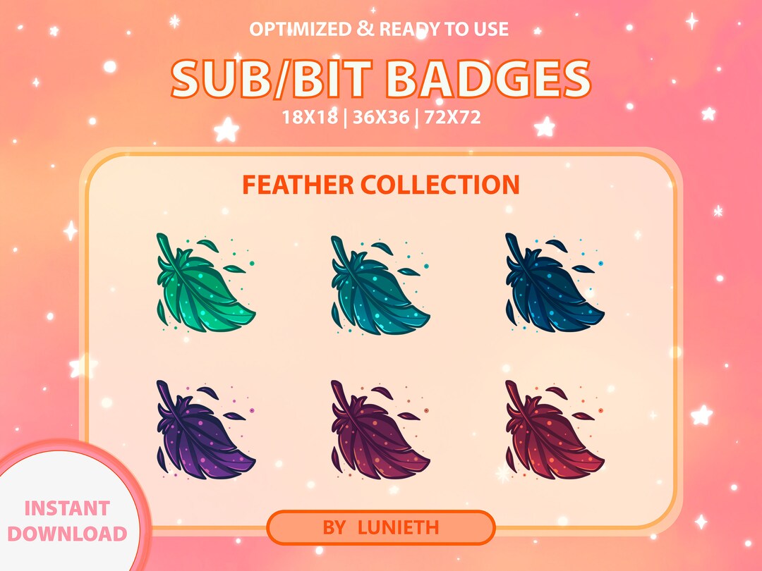 Feather Sub Badges | Bit Badges | Twitch Badges | Cute Sub Badges ...