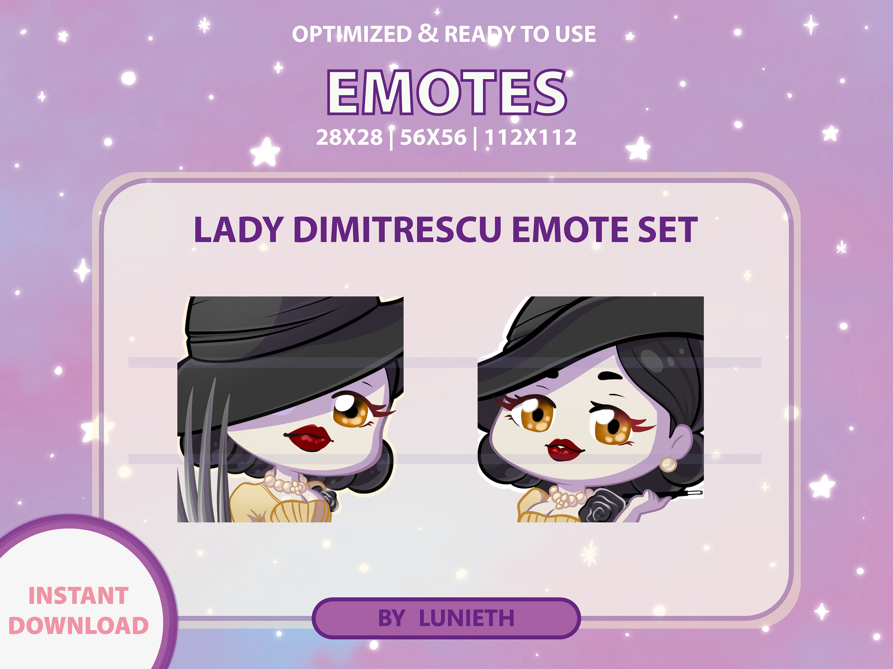 Resident Evil Village Lady Dimitrescu Emote Set Sexy Chibi Girl Twitch ...