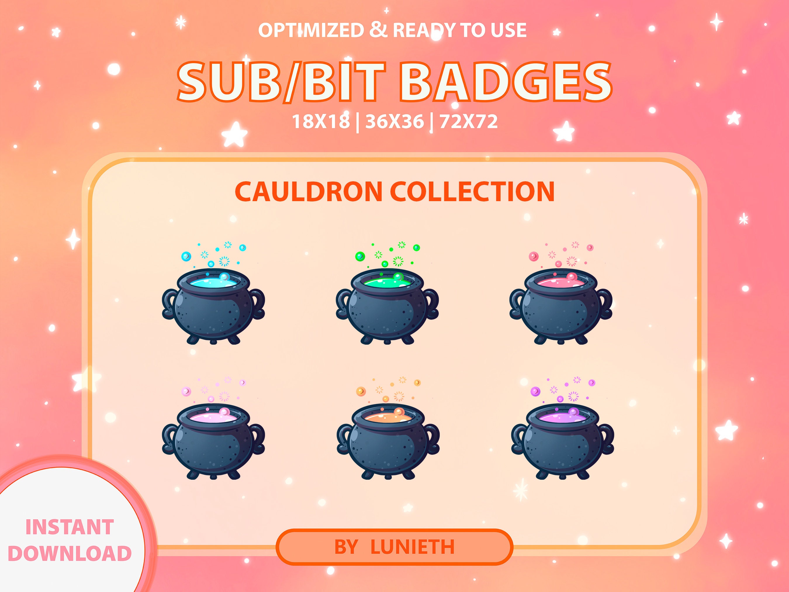 Cauldron Sub Badges | Bit Badges | Twitch Badges | Cute Sub Badges ...