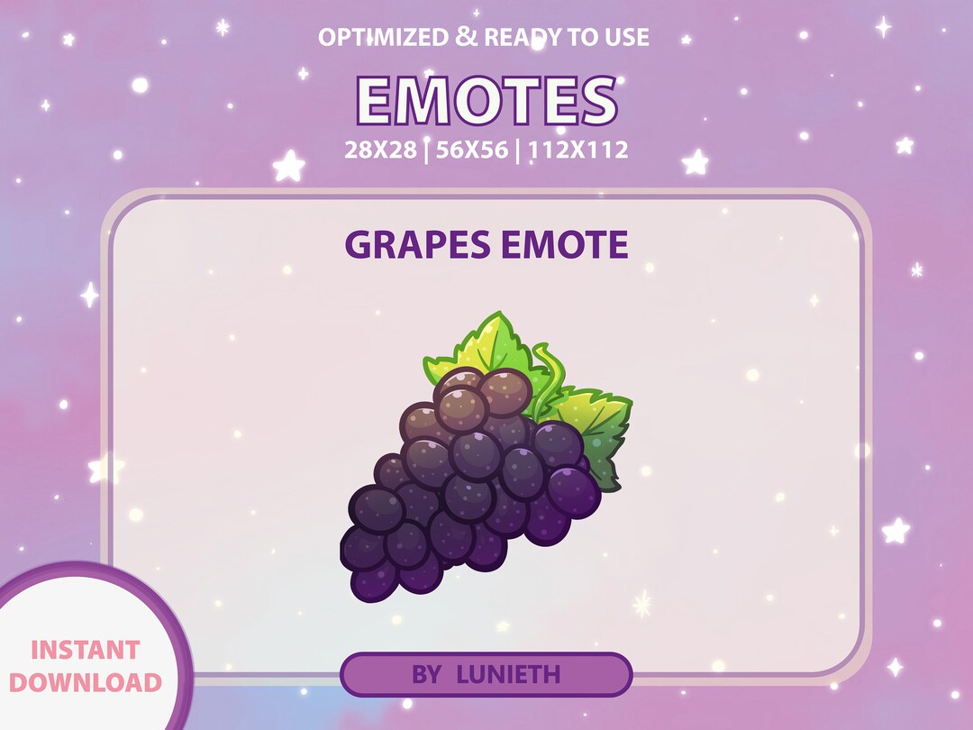 Grape Emote | Cute Twitch Emote Design | Twitch Discord Youtube ...