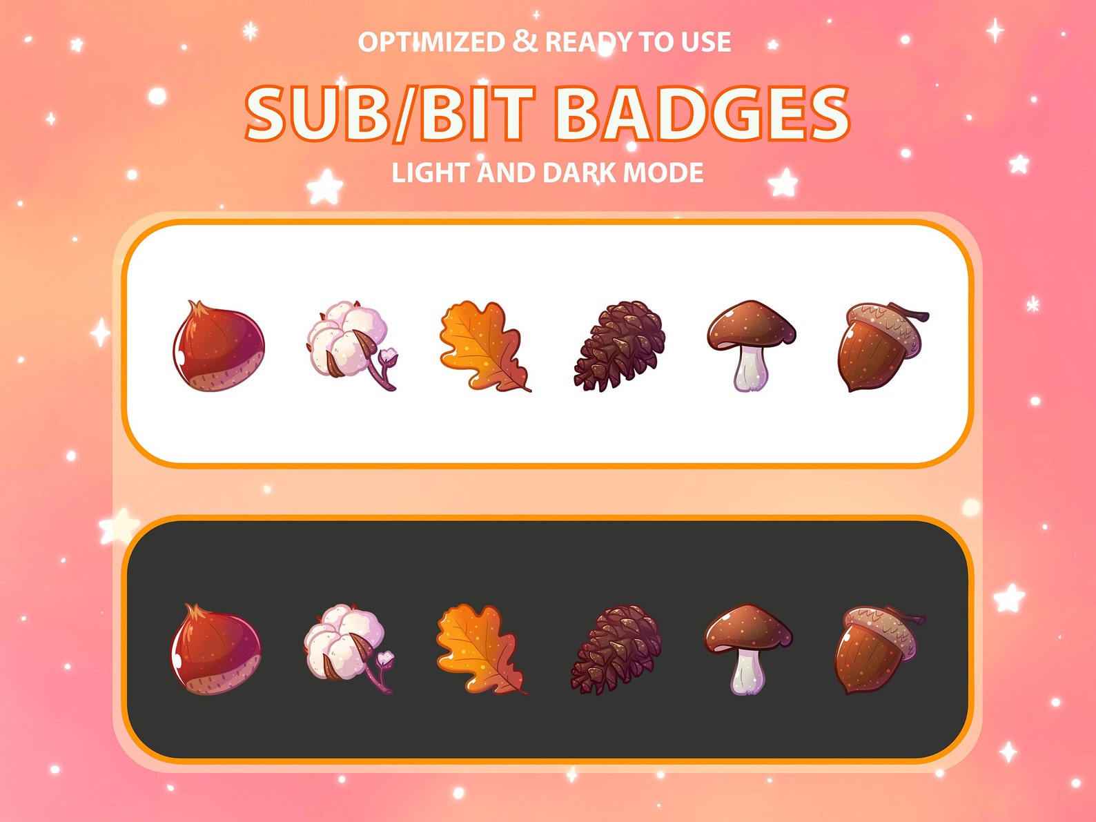 Fall Sub Badges | Bit Badges | Twitch Badges | Cute Sub Badges | Twitch ...