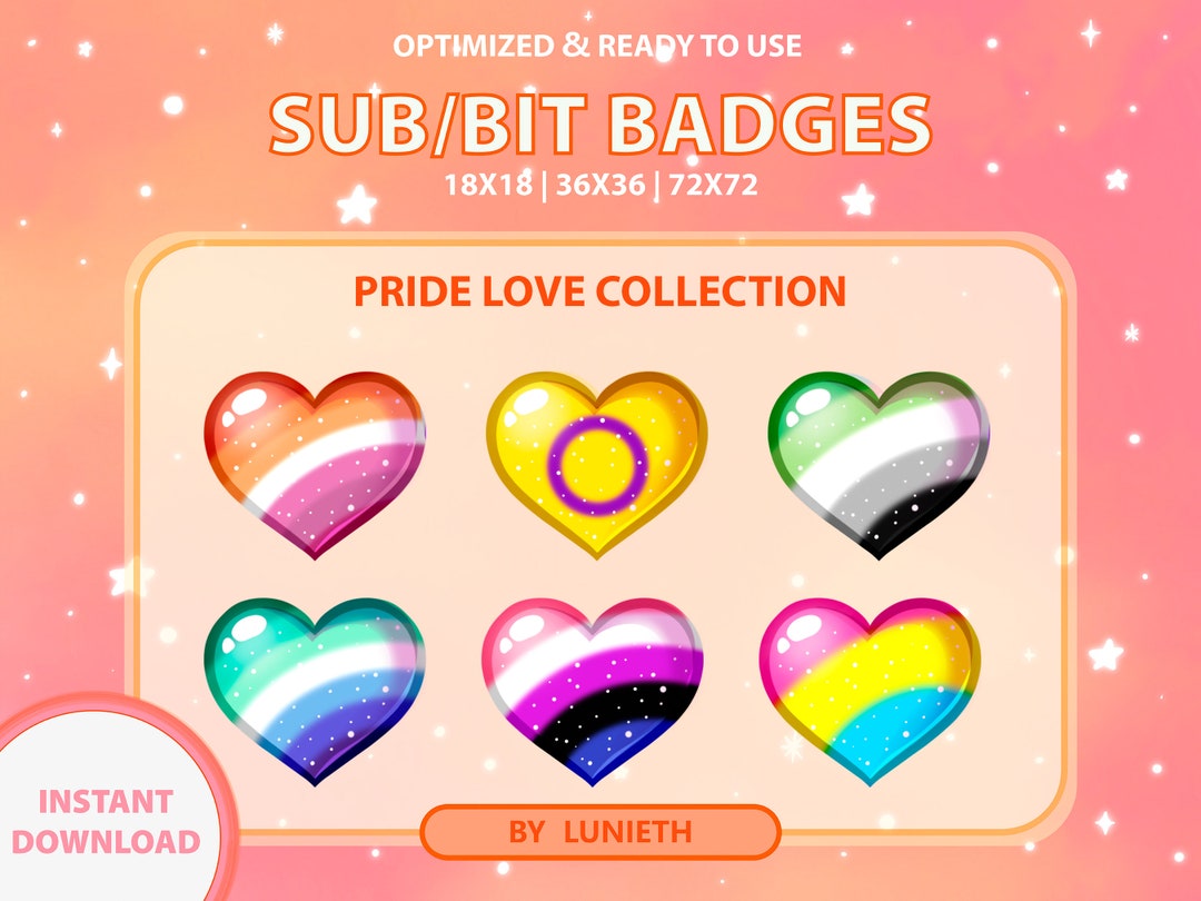 Pride Flag Twitch Sub Badges | Rainbow Pride Cheer Badges | Twitch ...