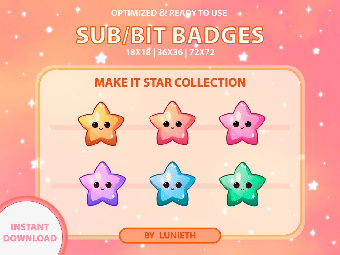 Star Sub Badges | Bit Badges | Twitch Badges | Cute Sub Badges | Twitch ...
