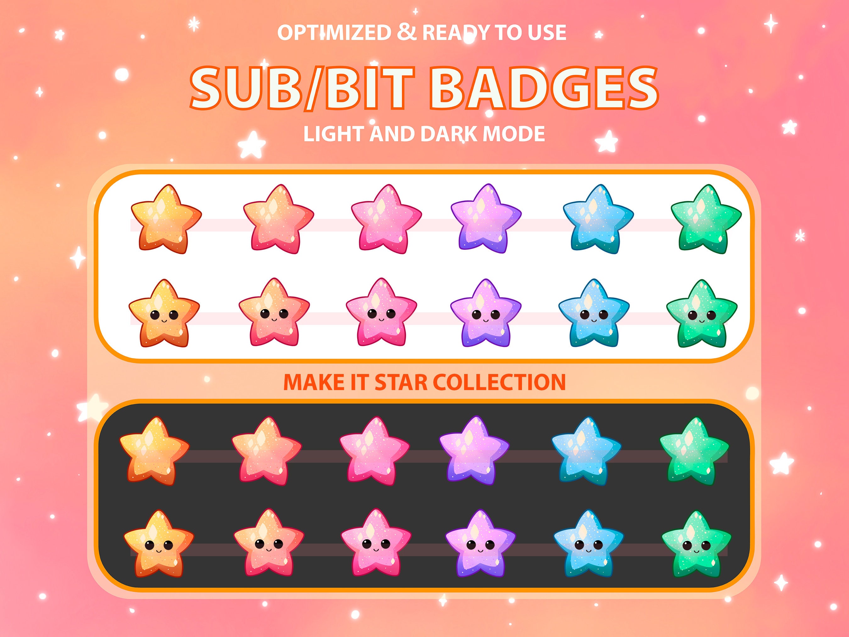 Star Sub Badges Bit Badges Twitch Badges Cute Sub Badges - Etsy