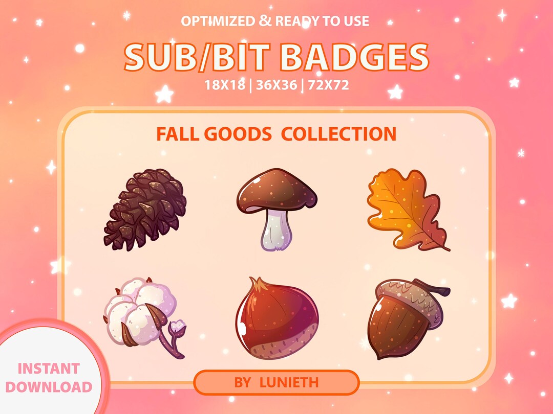 Fall Sub Badges Bit Badges Twitch Badges Cute Sub Badges - Etsy
