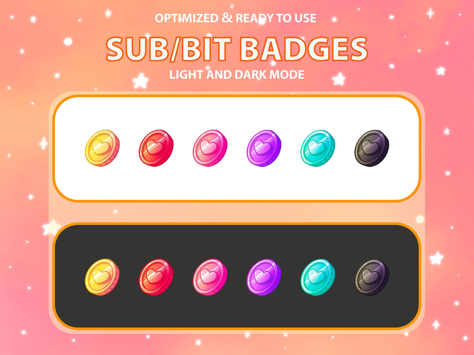 Coin Heart Sub Badges | Bit Badges | Twitch Badges | Cute Sub Badges ...