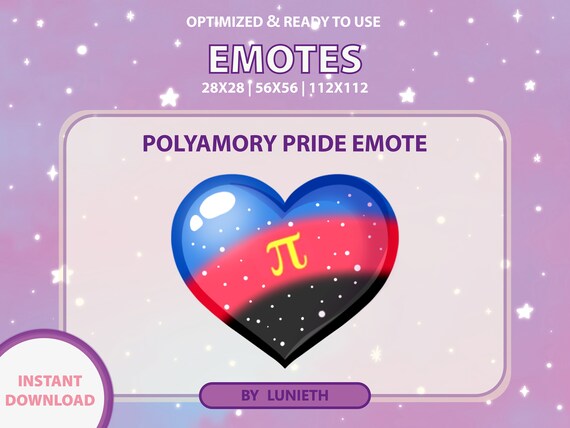 Polyamory Pride Flag Glossy Heart Love Emote Cute Twitch - Etsy