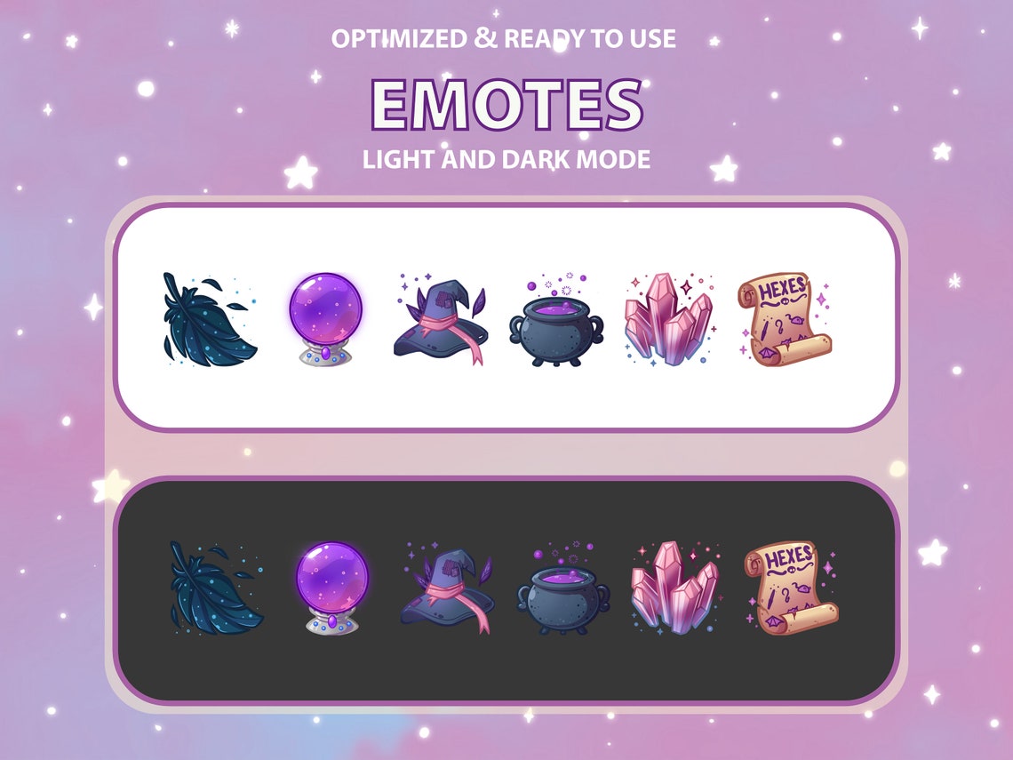 Witchy Emote Set Cute Twitch Emote Design Twitch Discord - Etsy