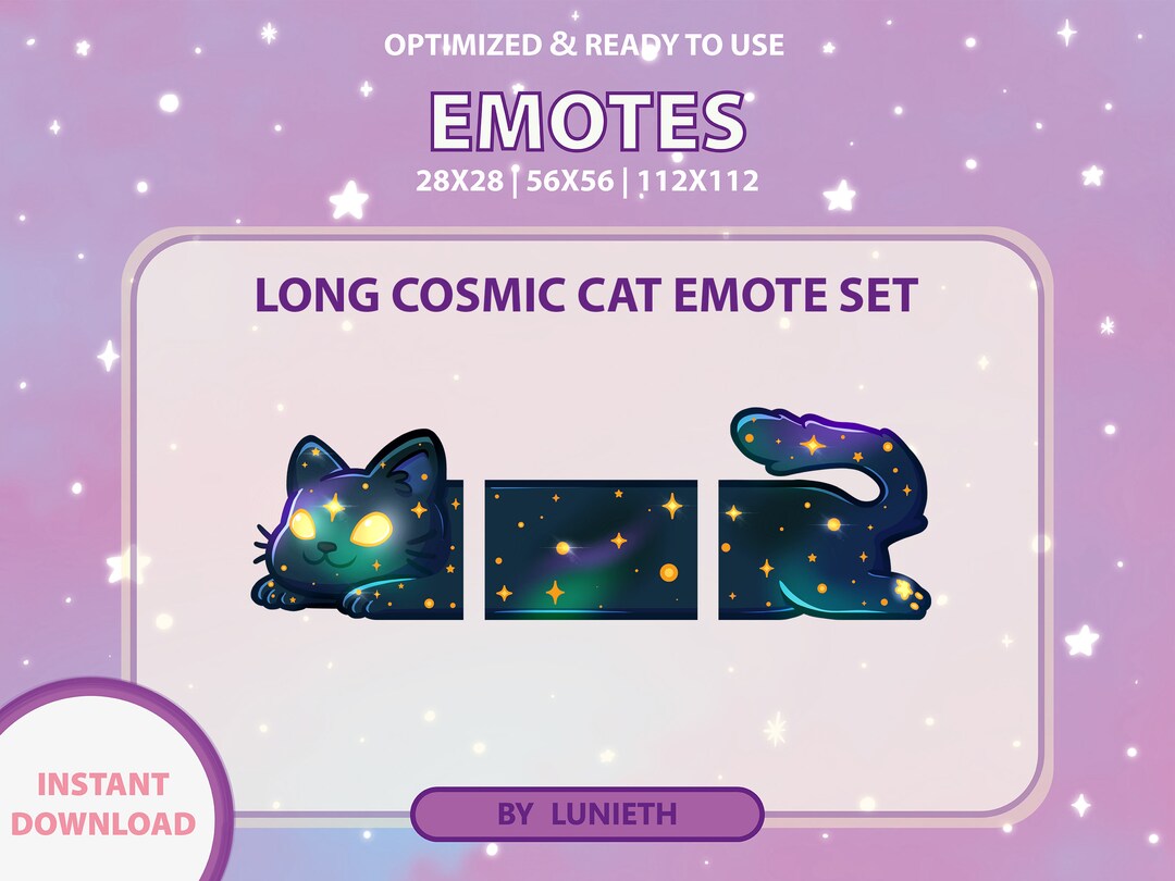 Long Cat Emote Set | Cute Twitch Emote Design | Twitch Discord Youtube ...