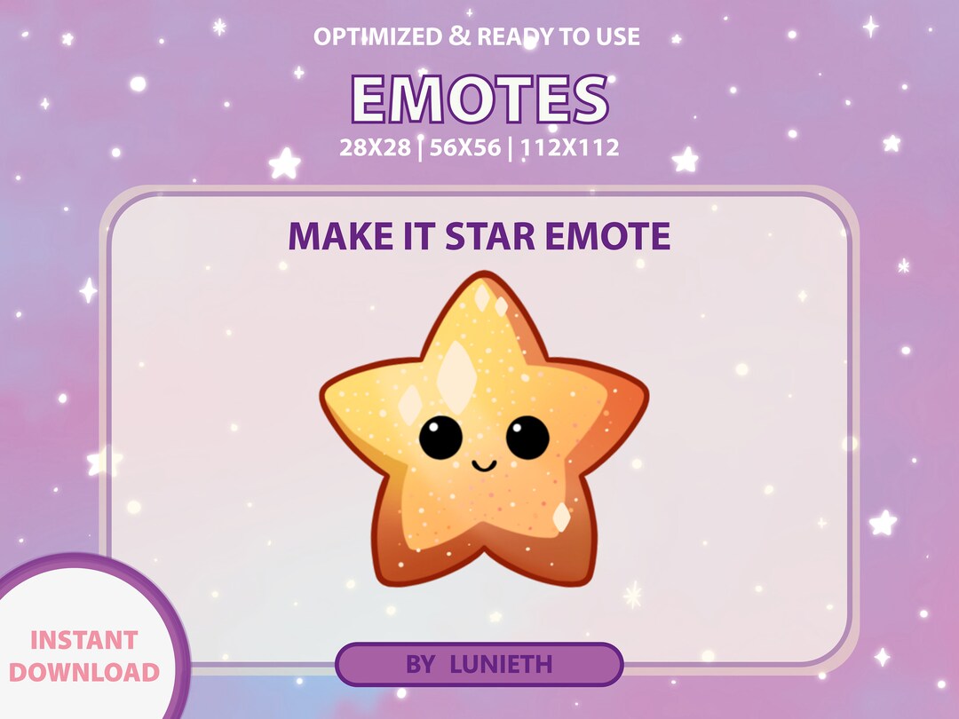 Yellow Star With Face Emote | Cute Twitch Emote Design | Twitch Discord ...