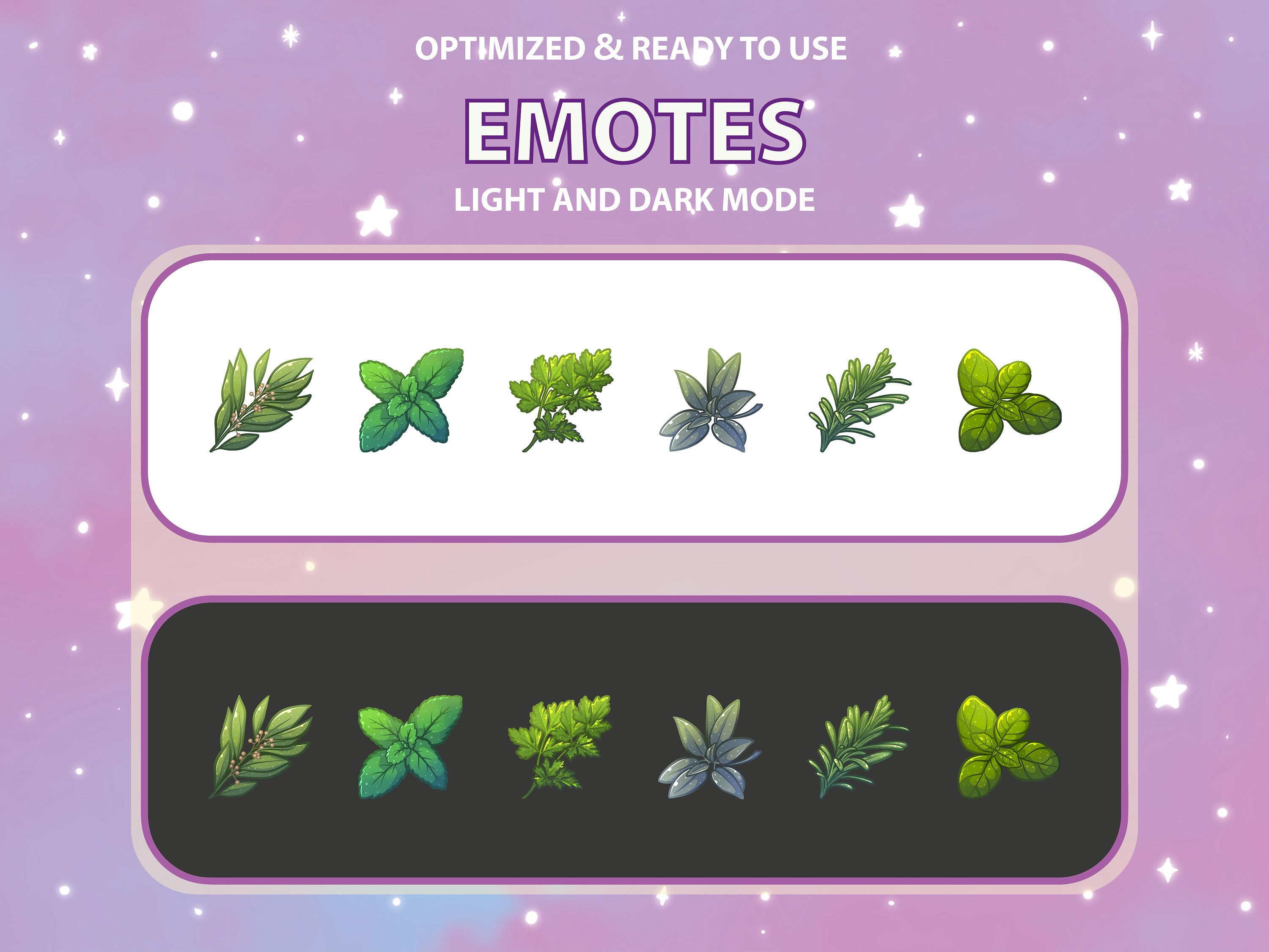 Aromatic Herbs Emote Set | Cute Twitch Emote Design | Twitch Discord ...