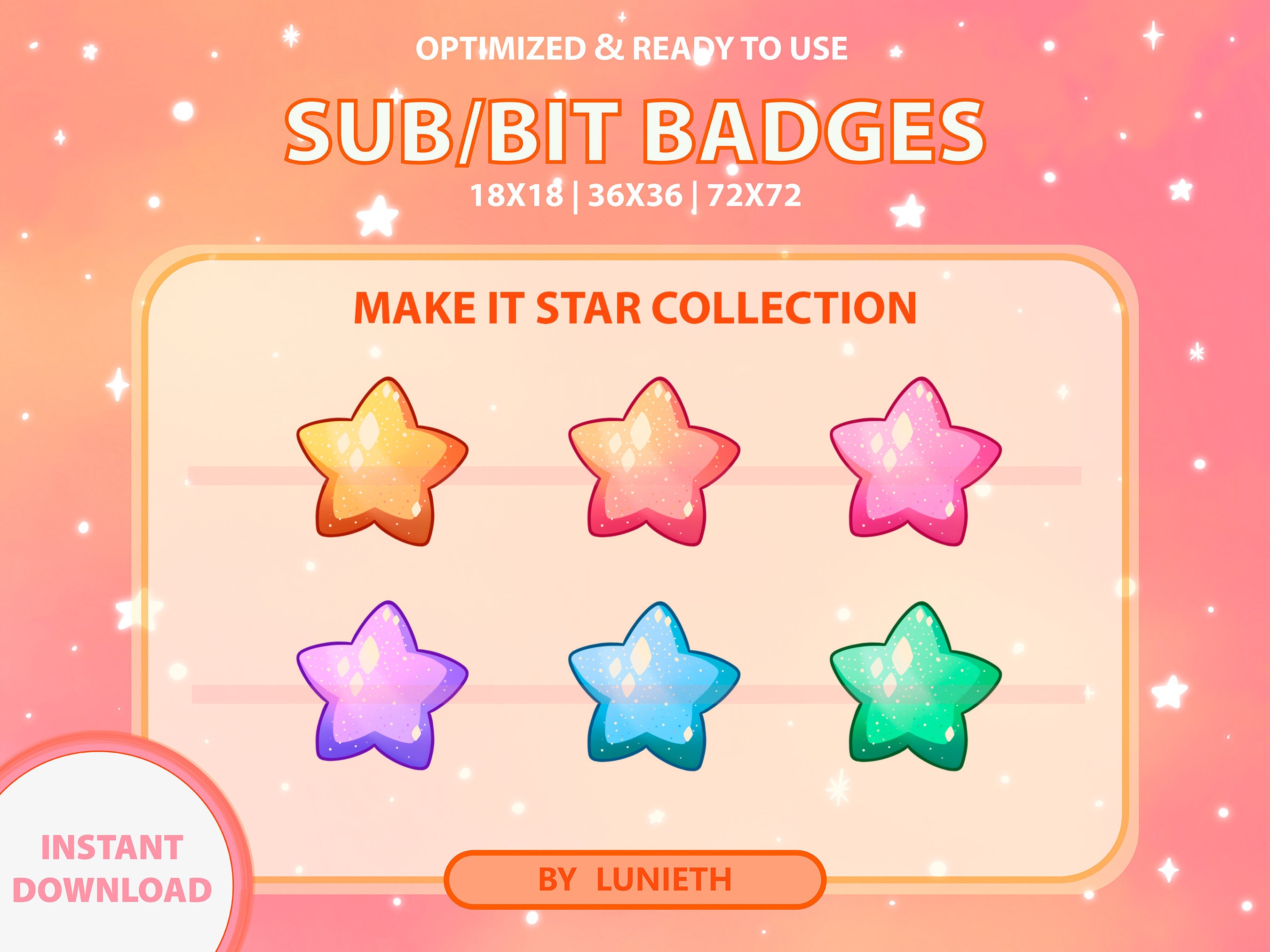 Star Sub Badges Bit Badges Twitch Badges Cute Sub Badges - Etsy