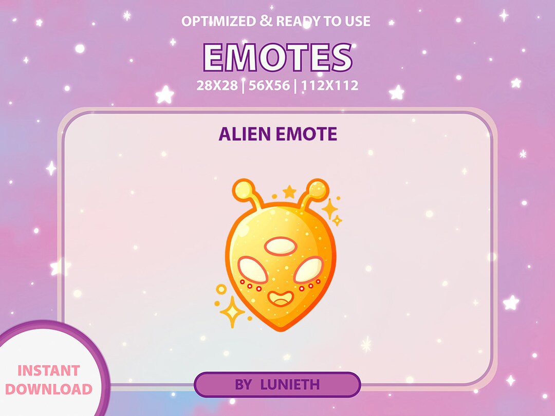 Gold Alien Emote | Cute Twitch Emote Design | Twitch Discord Youtube ...