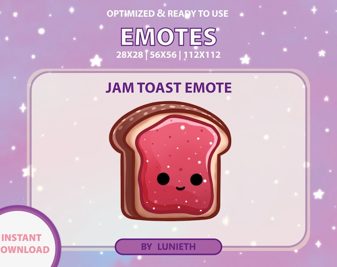 Strawberry Jam Toast Emote With Face Cute Twitch Emote Design Twitch ...