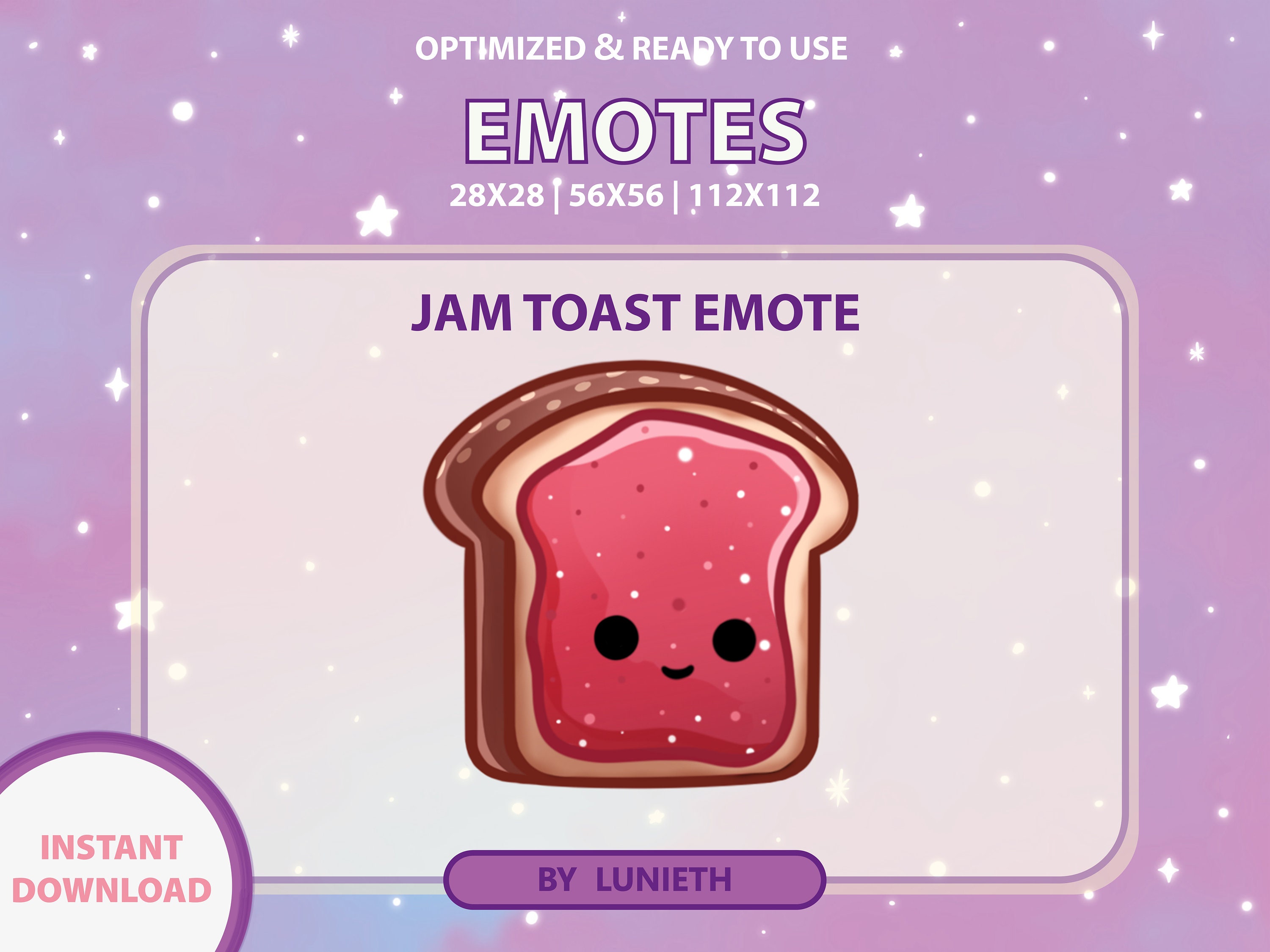 Strawberry Jam Toast Emote With Face Cute Twitch Emote Design Twitch ...