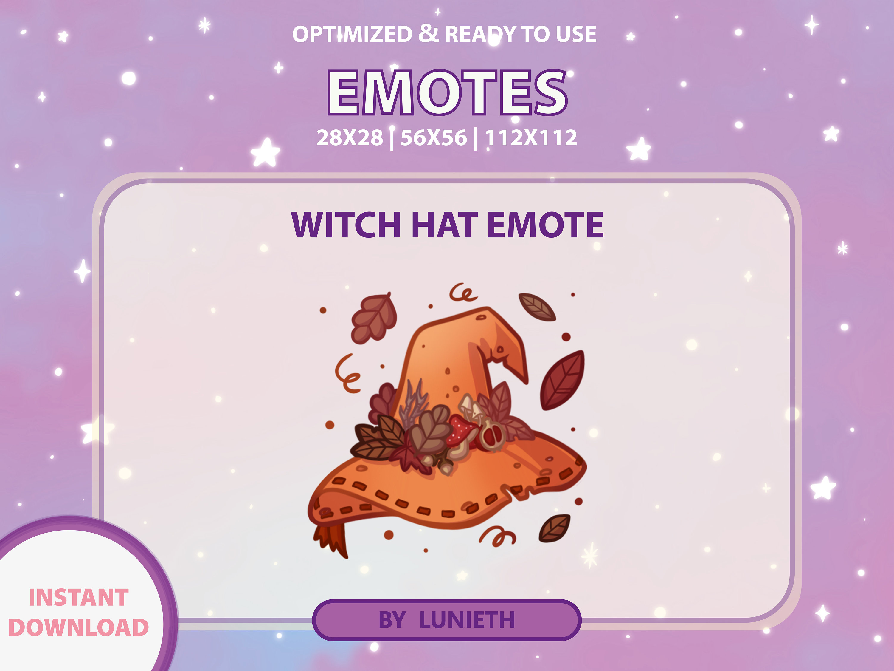 Witch Hat Emote | Cute Twitch Emote Design | Twitch Discord Youtube ...