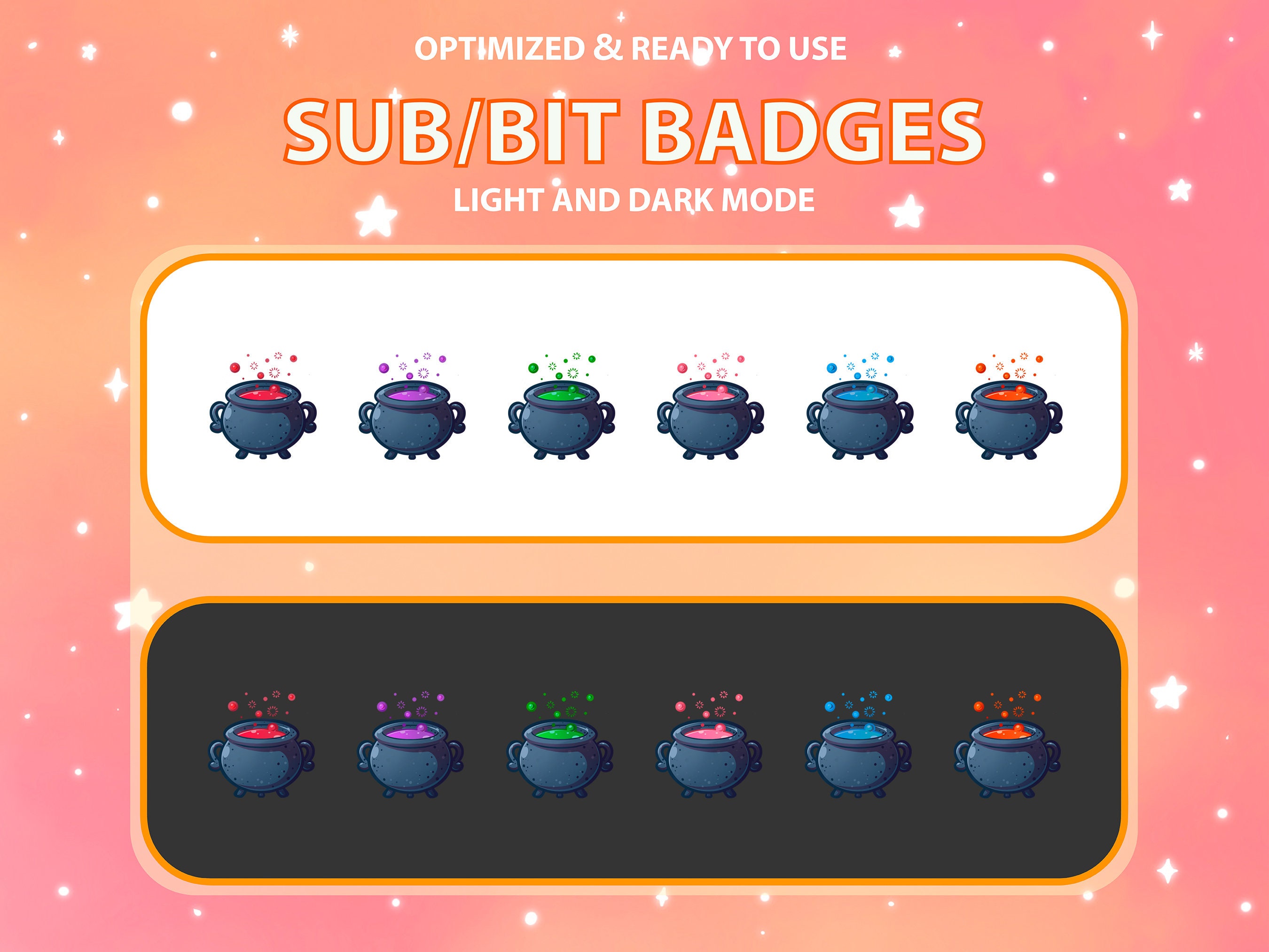Cauldron Sub Badges | Bit Badges | Twitch Badges | Cute Sub Badges ...