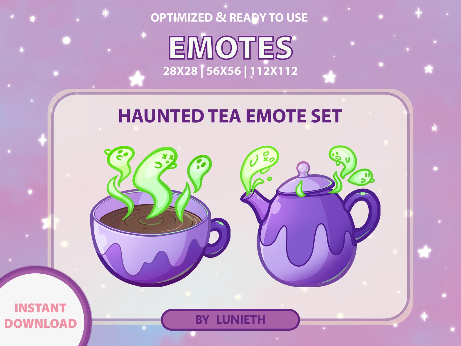 Tea Time Emote Set| Cute Twitch Emote Design | Twitch Discord Youtube ...