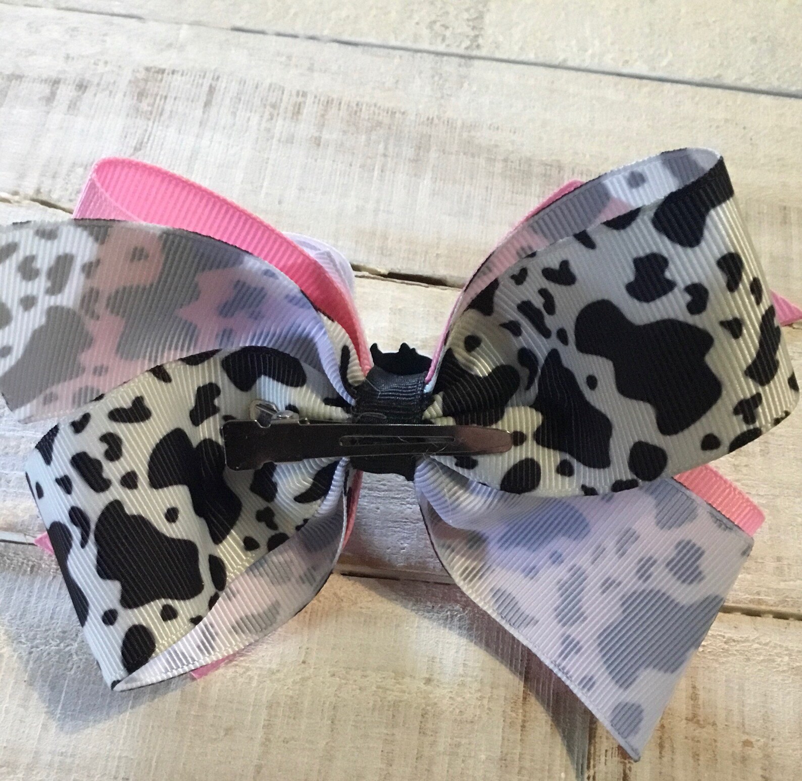 Hay Girl Hay Cow Print Hair Bow Cow Necklace Set.heifer 4H Show, Cow ...