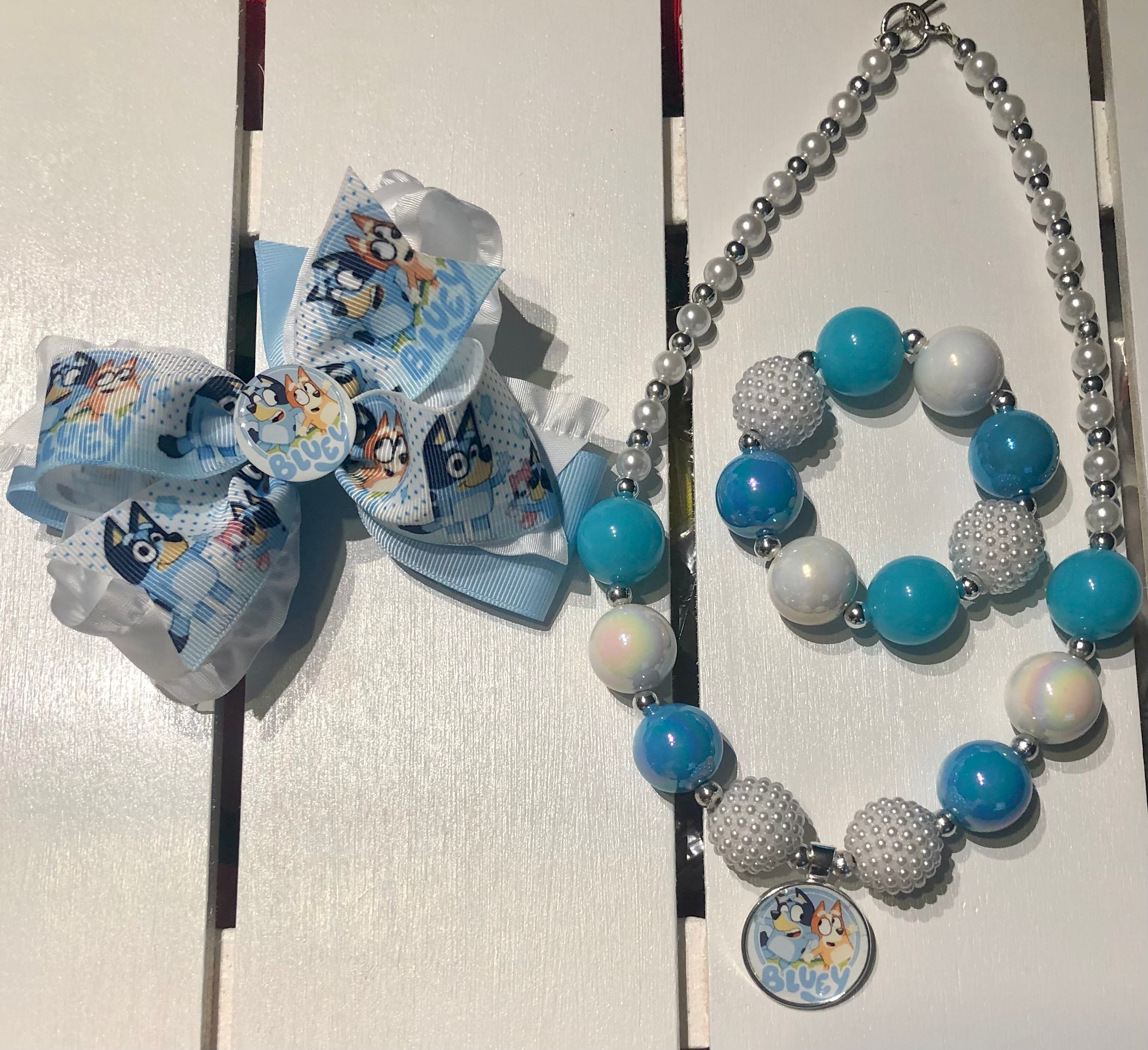 Blue Dog Bluey Necklace Bluey Hair Bowbluey Birthday - Etsy Hong Kong