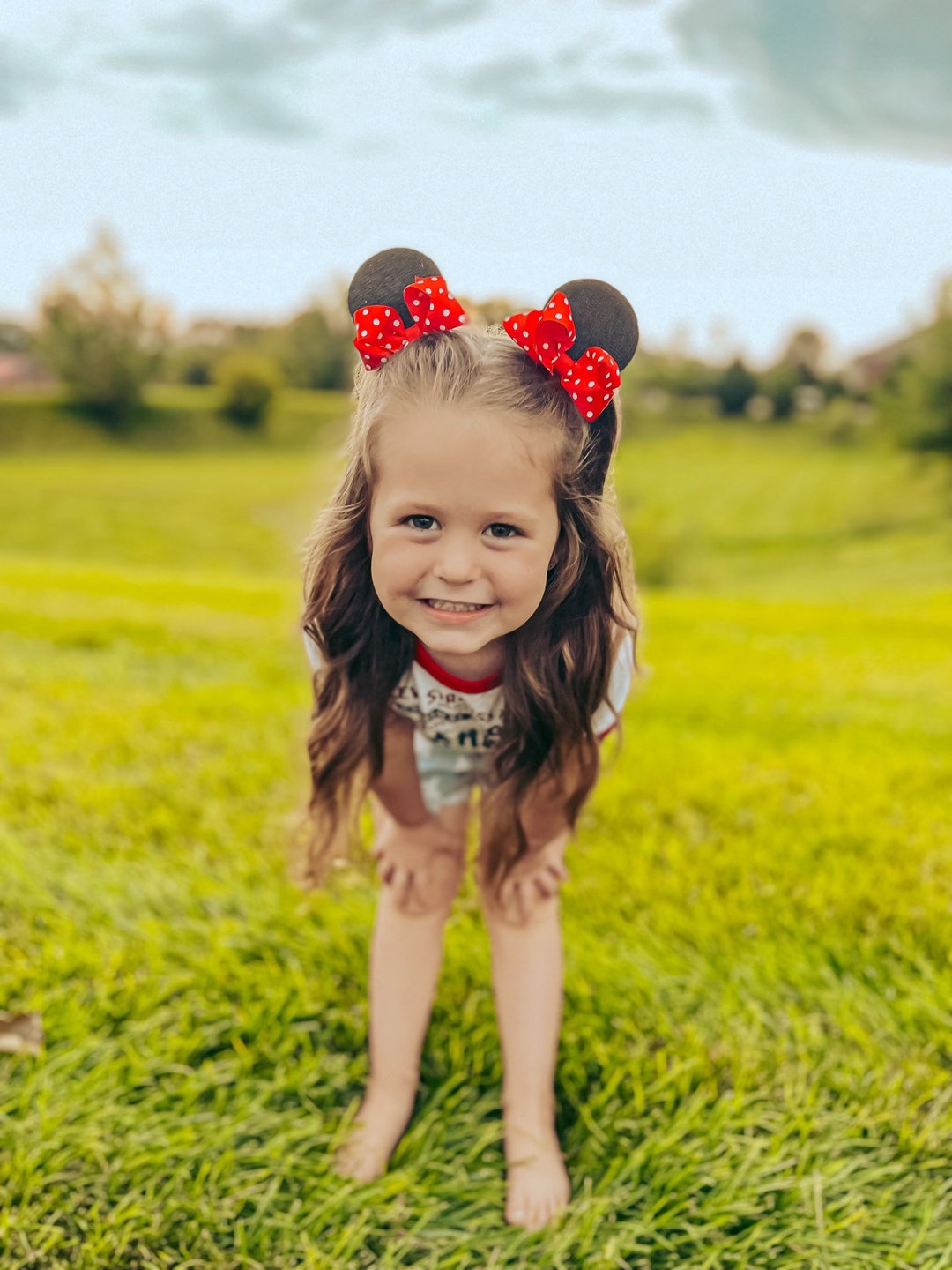Minnie Mouse Hair Clip.minnie Birthday Hair Bows, Pigtail Pom Pom Ears ...
