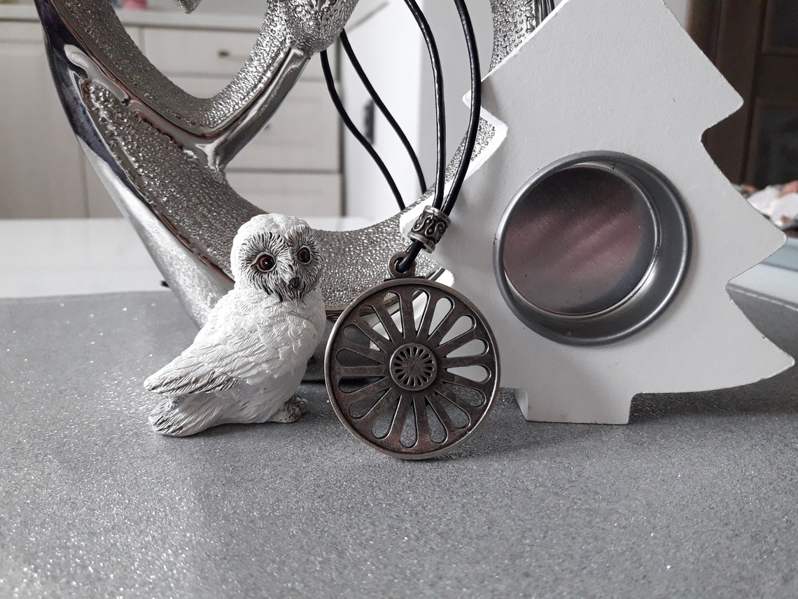 Romani Flag Sign Leather Necklaceromani Chakra Wheel - Etsy