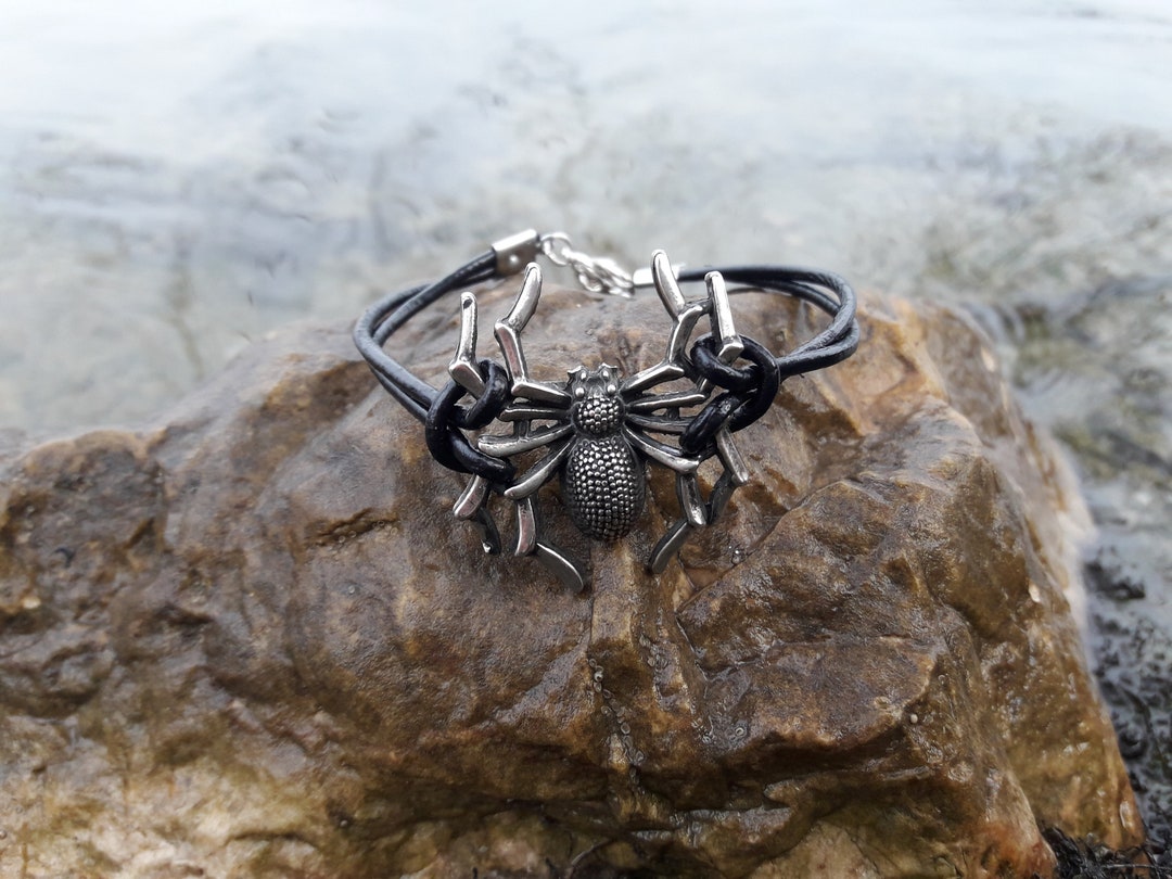Tarantula Spider Leather Bracelet,spider Charm Jewelry,insect Pendant ...