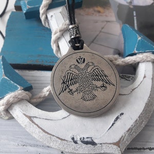 Byzantine Emblem on the Medallion Leather Necklace,double Headed Eagle ...