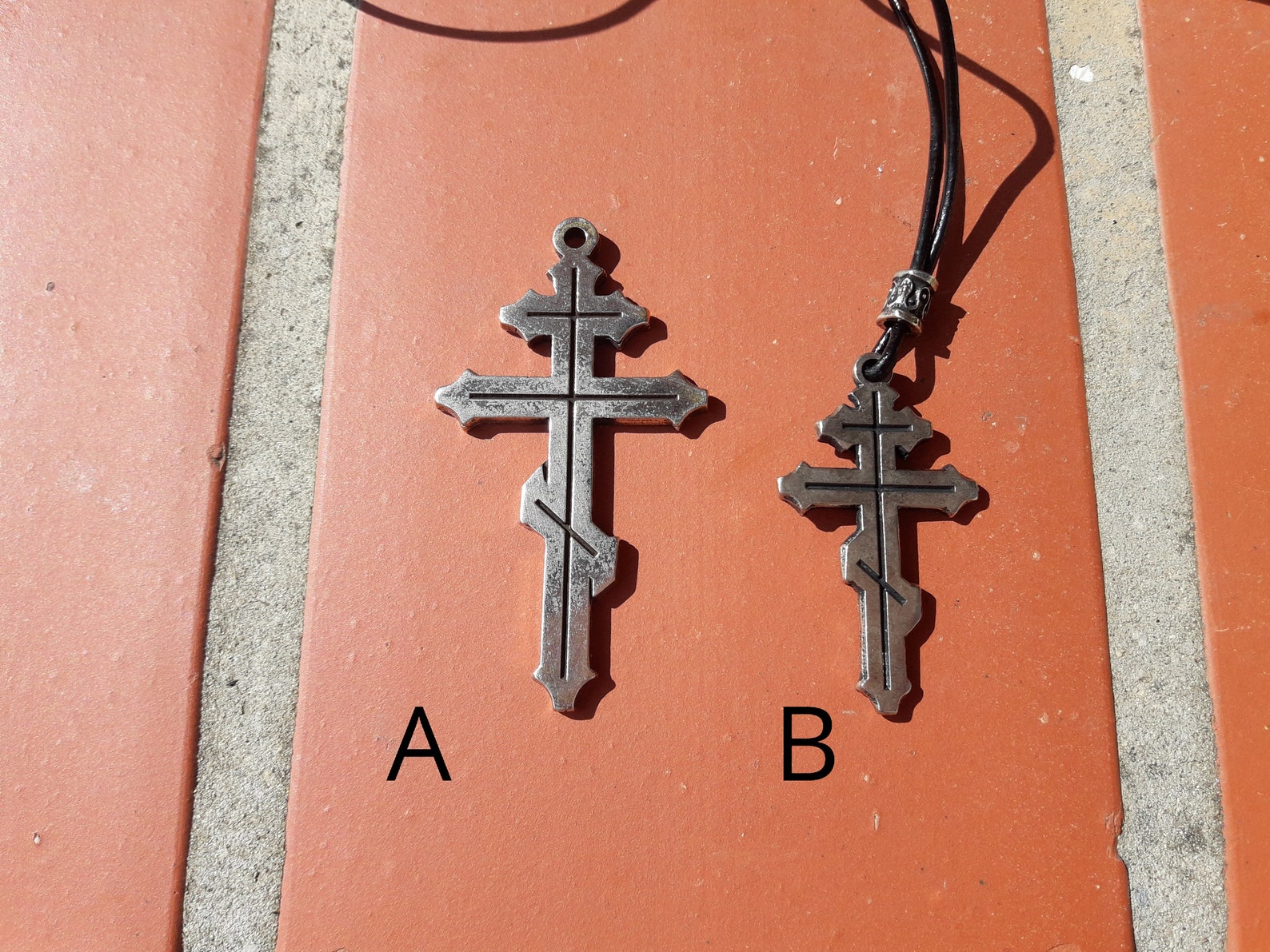 Russian Orthodox Cross Leather Necklaceplain Russian - Etsy