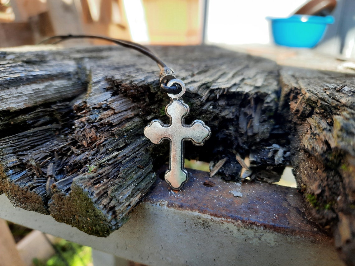 Orthodox Cross Serbian Leather Necklace With Pearlchristian - Etsy