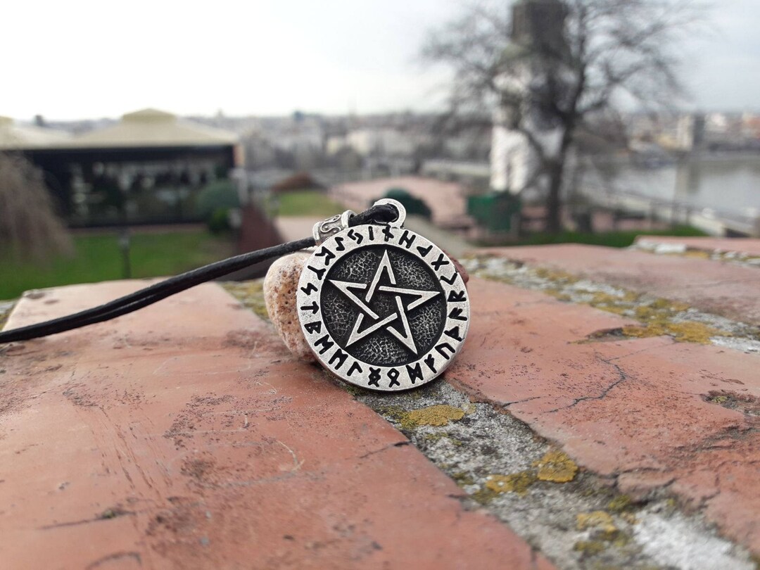 Rune Pentagram Leather Necklace,pentacle Pendants,magic Rituals Jewelry ...