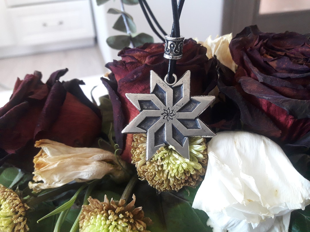 Alatyr Slavic Sun Wheel Leather Necklace,alatyr Flower,pagan Amulet ...