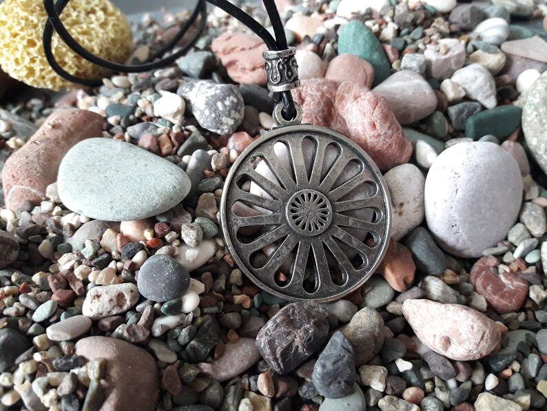Romani Flag Sign Leather Necklaceromani Chakra Wheel - Etsy
