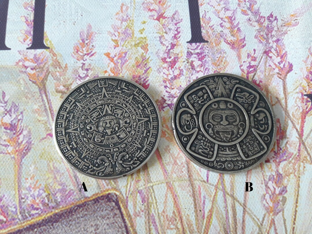 Ancient Aztec Mayan Calendar Zodiac Lucky Coin,mayan Prophecy,aztec Sun ...