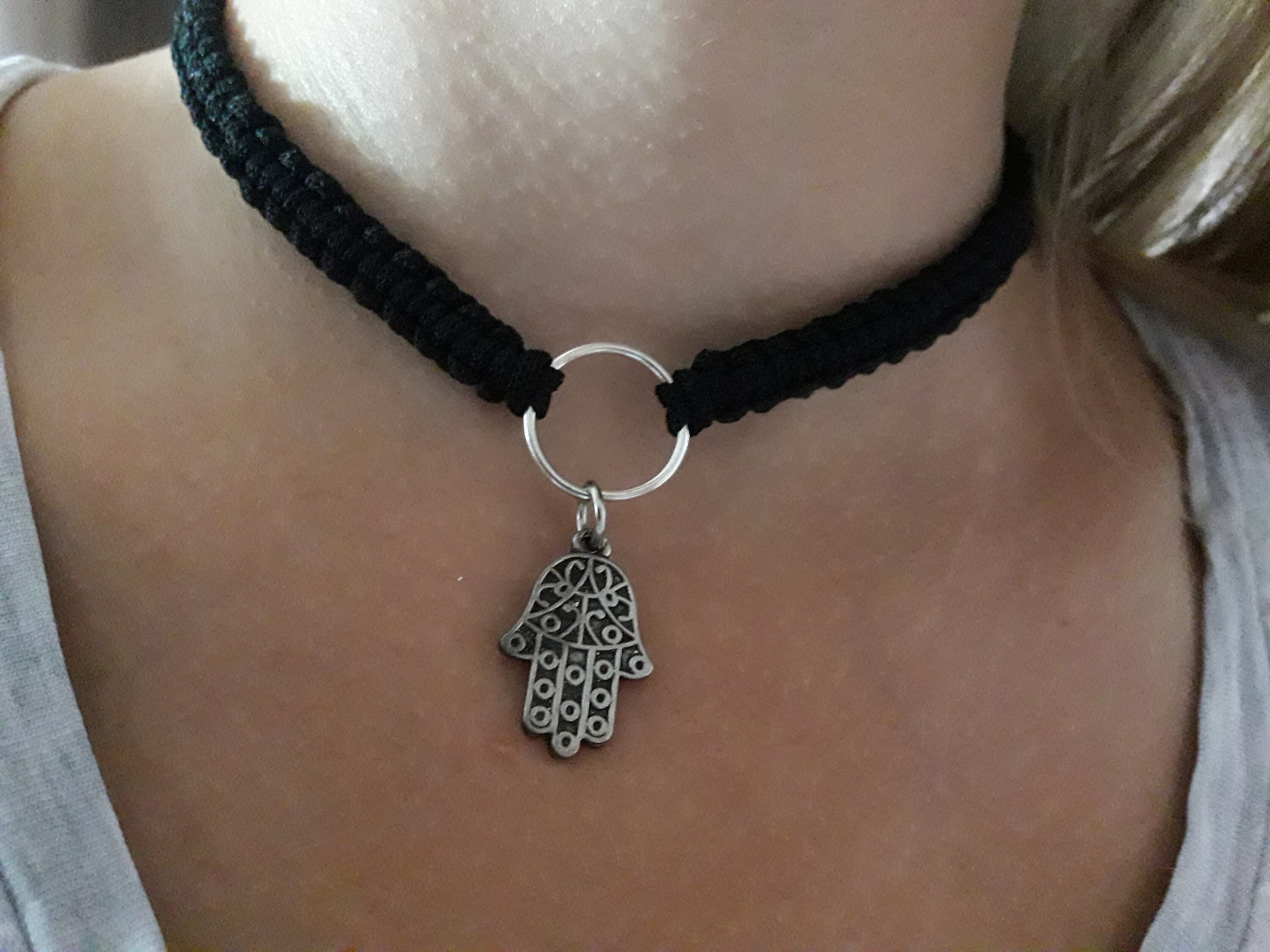 Fatima Hand choker charm necklaceHamsa hand | Etsy