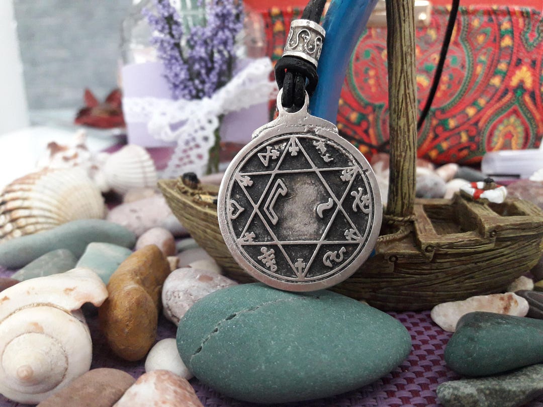 Seal of Solomon Magic Hexagram Leather Necklace,jewish Tradition,star ...