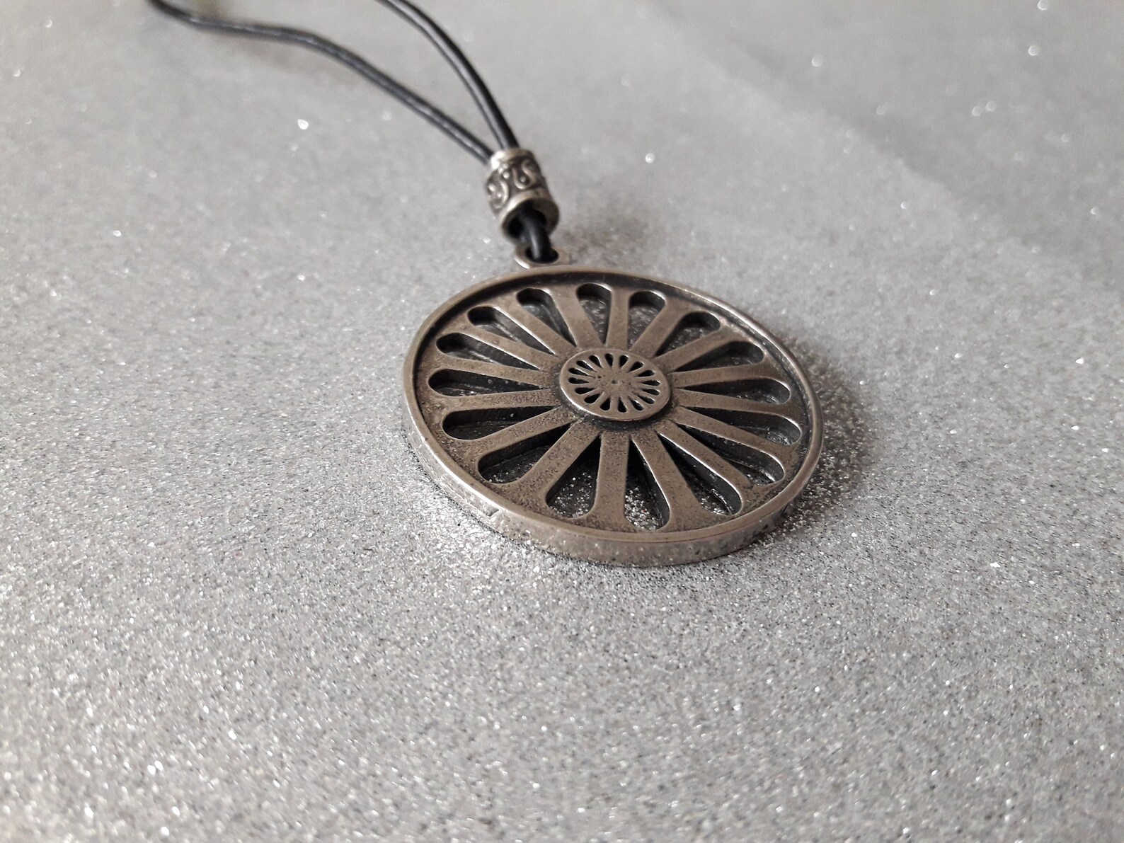 Romani Flag Sign Leather Necklaceromani Chakra Wheel - Etsy