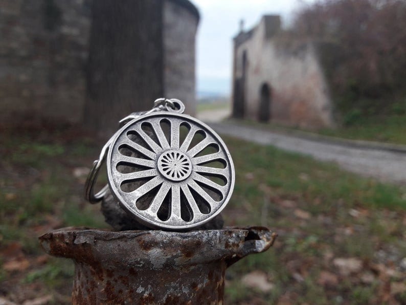 Romani Flag Sign Leather Necklaceromani Chakra Wheel - Etsy