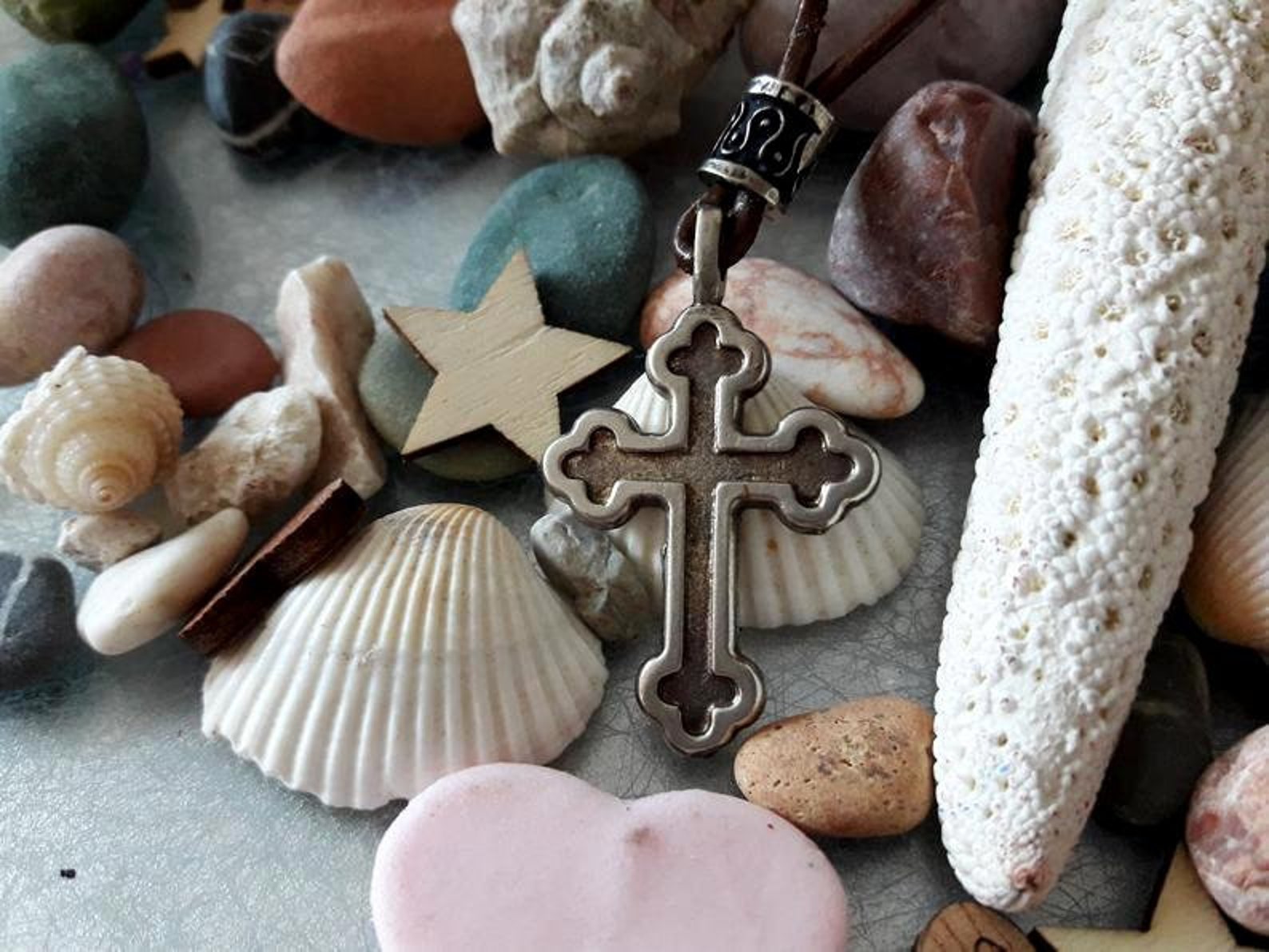 Orthodox Cross Serbian Leather Necklace With Pearlchristian - Etsy