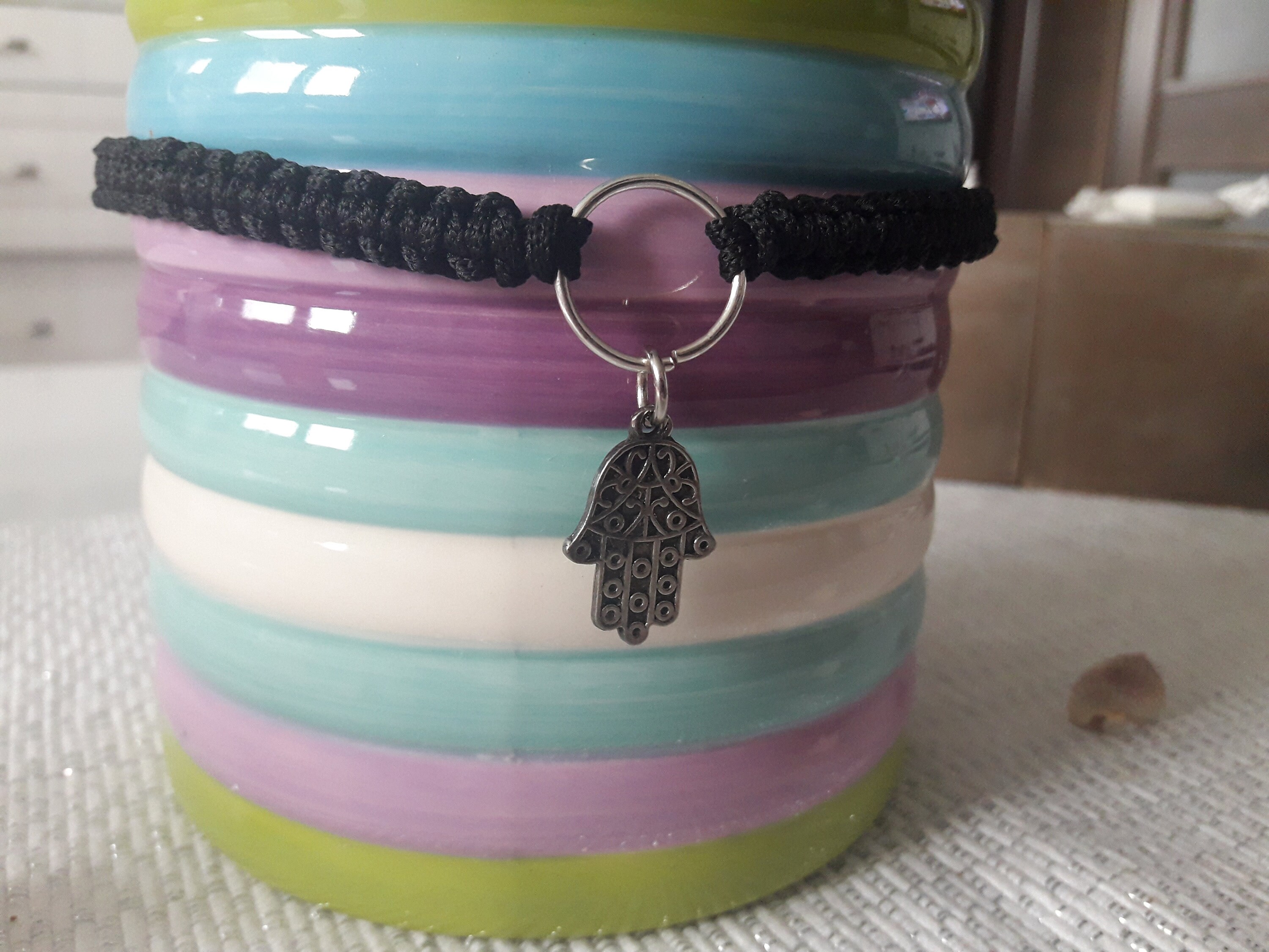 Fatima Hand Choker Charm Necklacehamsa Hand - Etsy