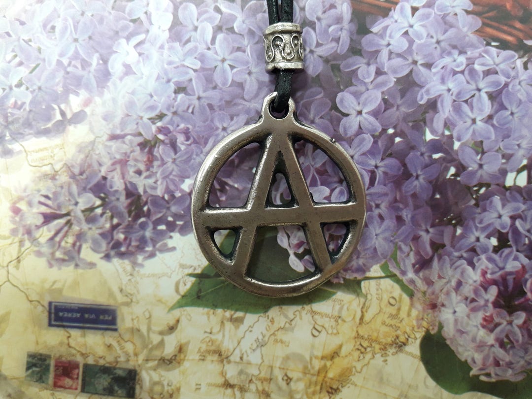 Anarchy Symbol Circle-a Leather Necklace,anarchy Charm Necklace,biker ...