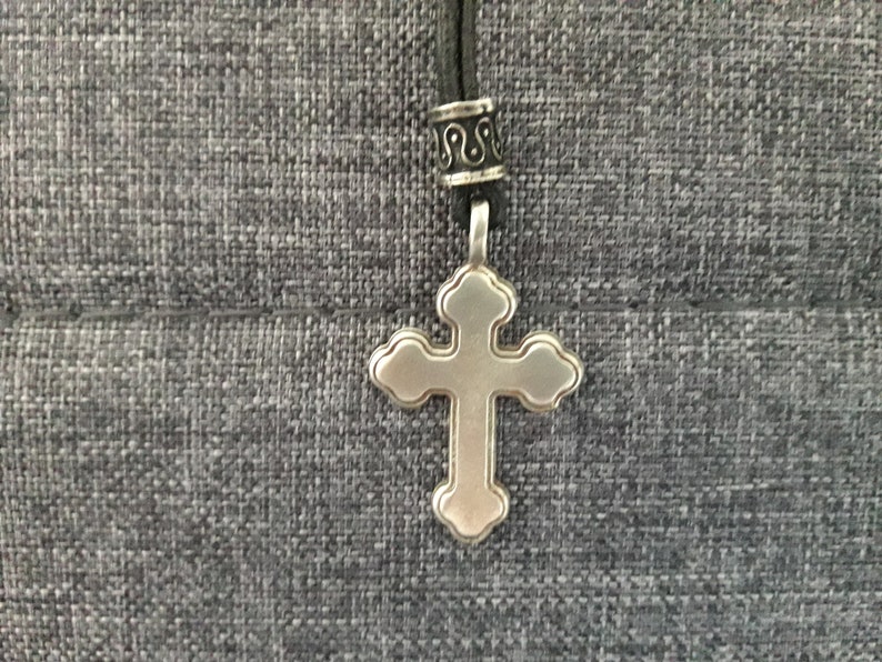 Orthodox Cross Serbian leather necklace with pearlchristian | Etsy