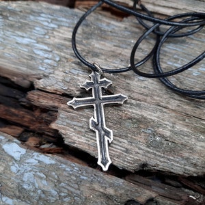 Russian Orthodox Cross Leather Necklace,patriarchal Cross Leather ...