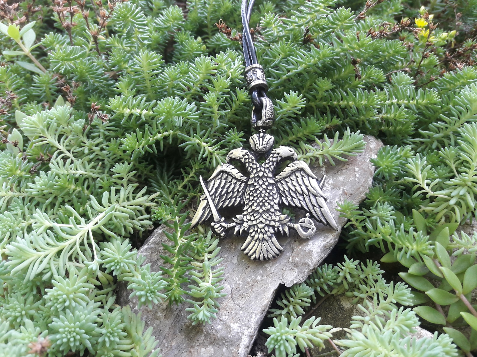 Byzantine Double Headed Eagle Emblem Leather Necklace,empire Symbol ...