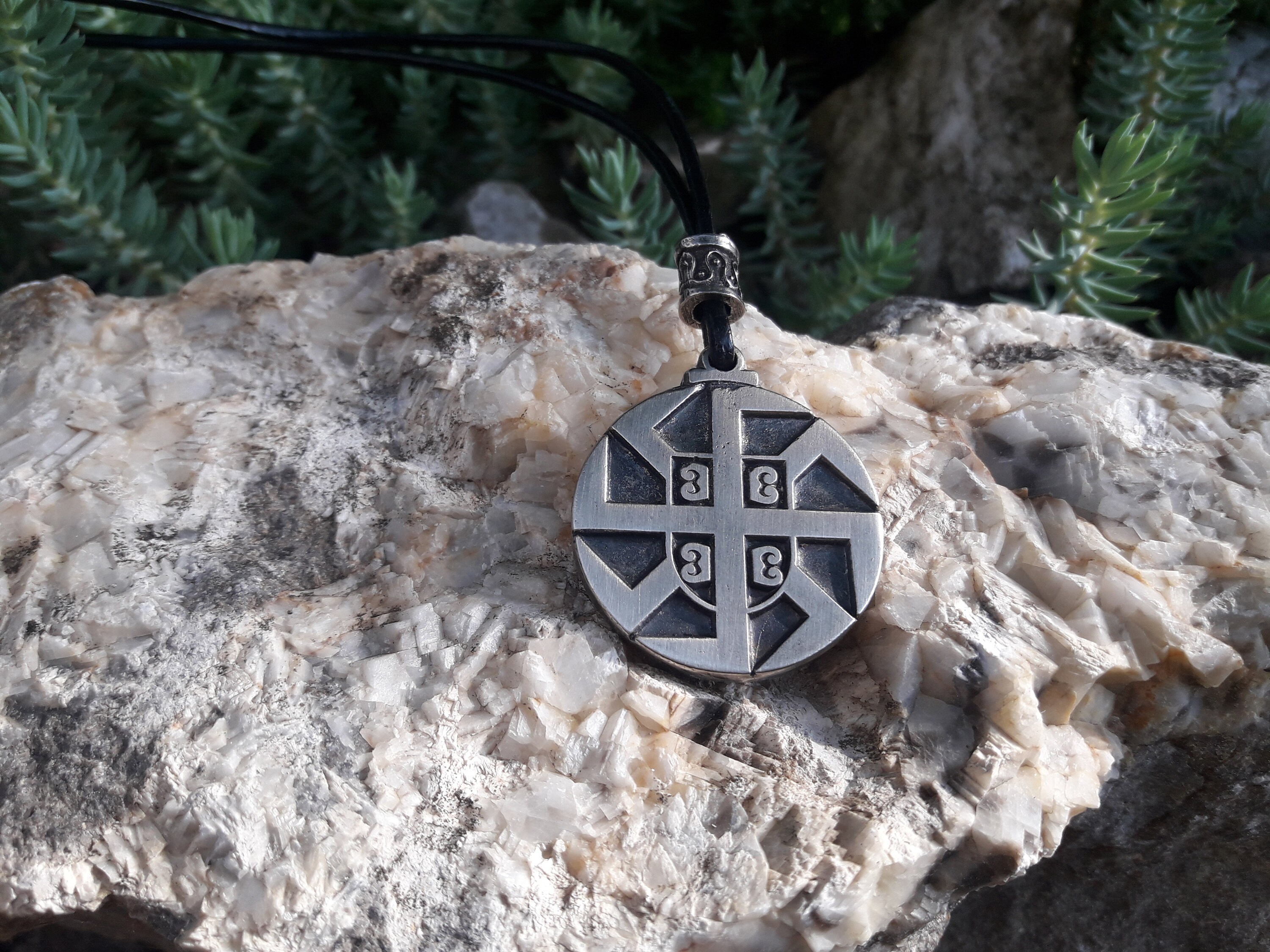 Kolovrat with national emblem leather necklacekolovrat | Etsy