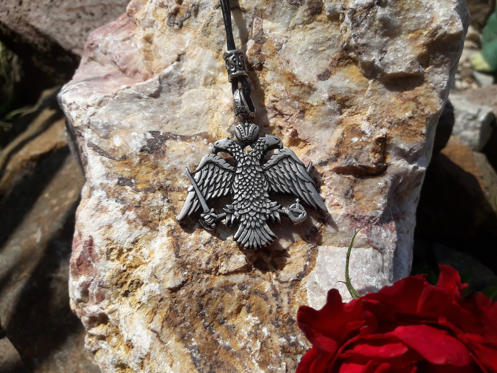 Byzantine Double Headed Eagle Emblem Leather Necklace,empire Symbol ...
